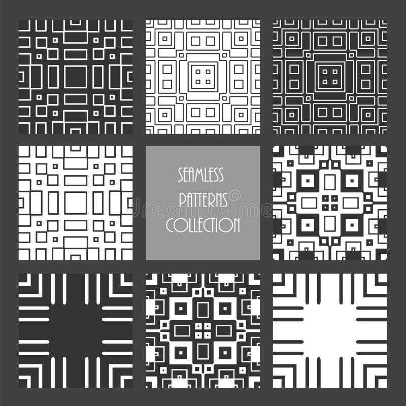 Monochrome Repeated Square Collection Stock Vector - Illustration of ...