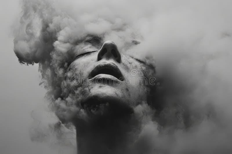 Monochrome Representation of a Face Dissolving. Stock Image - Image of ...