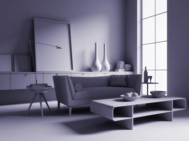 Interior Design of Modern Living Room Stock Illustration - Illustration ...