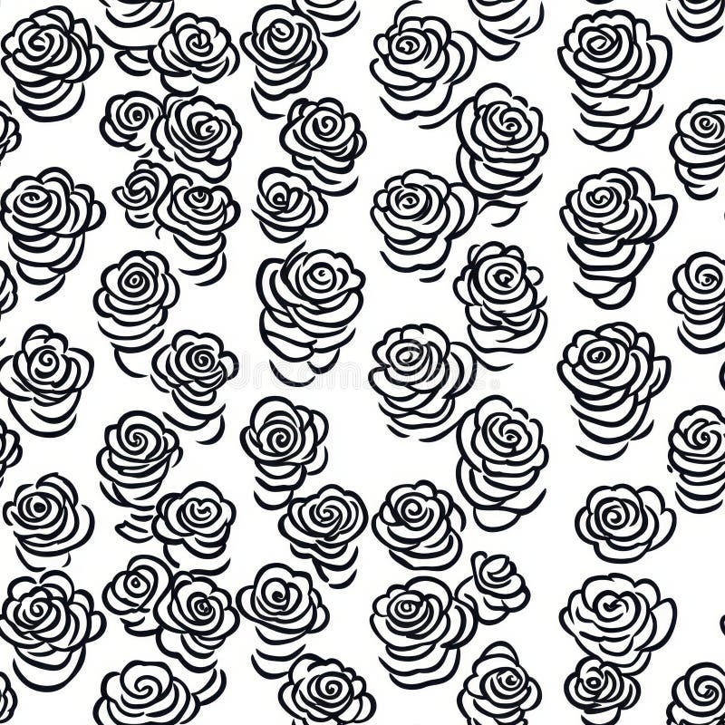 Monochrome Rose Pattern for Seamless Design and Textile Printing Stock ...