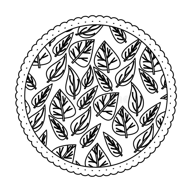 Monochrome Round Frame Leaves Stock Illustrations – 715 Monochrome ...