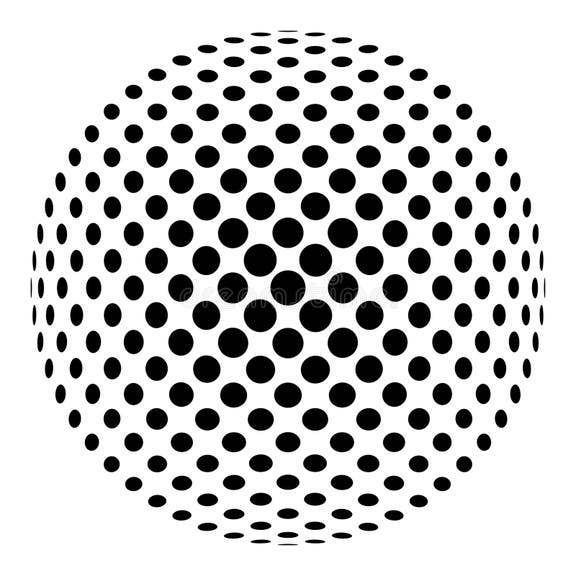 Vector Monochrome Round Halftone Pattern Isolated on a White Background ...