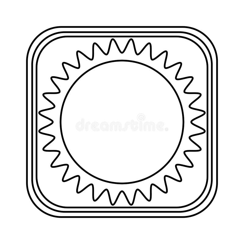 Monochrome Rounded Square with Drawing of Sun Stock Illustration ...