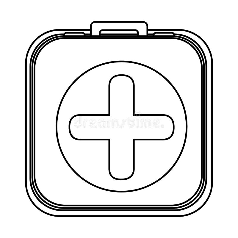 Monochrome Rounded Square with First Aid Kit Stock Illustration ...