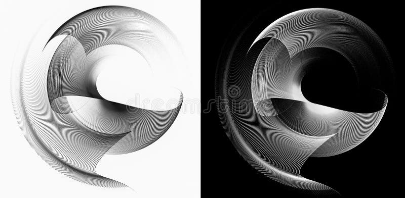 Monochrome Wavy Rounded Rotation Elements Stock Illustrations – 7 ...