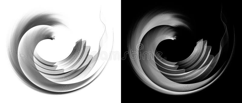 Monochrome Wavy Rounded Rotation Elements Stock Illustrations – 7 ...