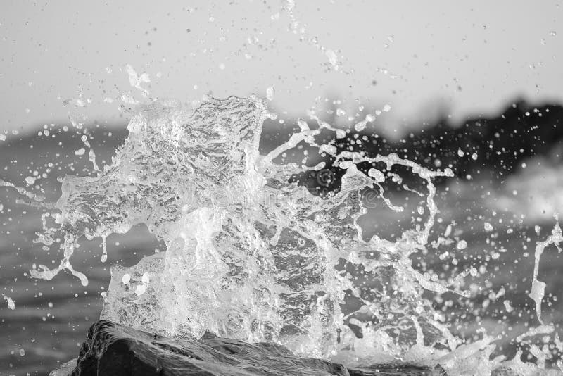Monochrome Sea Waves Splash 1 Stock Image - Image of coastline ...