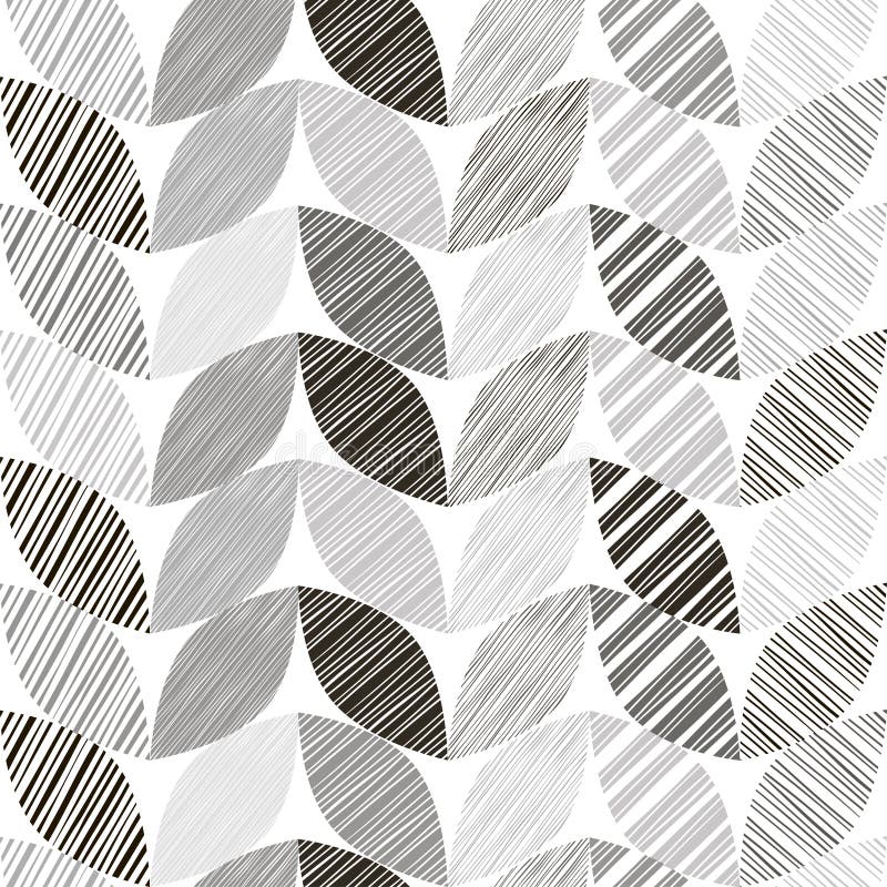 Monochrome Seamless Pattern of Abstract Leaves. Stock Illustration ...