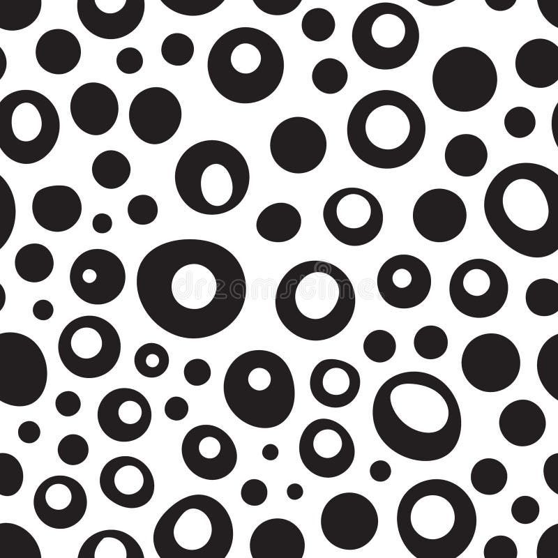 Monochrome Seamless Pattern. Black Round Spots. Stock Illustration ...