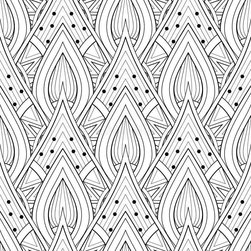 Monochrome Seamless Pattern With Mosaic Floral Motif Stock Vector