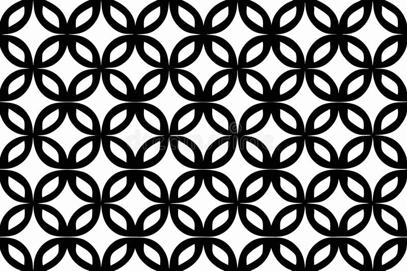 Monochrome Seamless Pattern of Interlocking Circles and Leaf Shapes for ...
