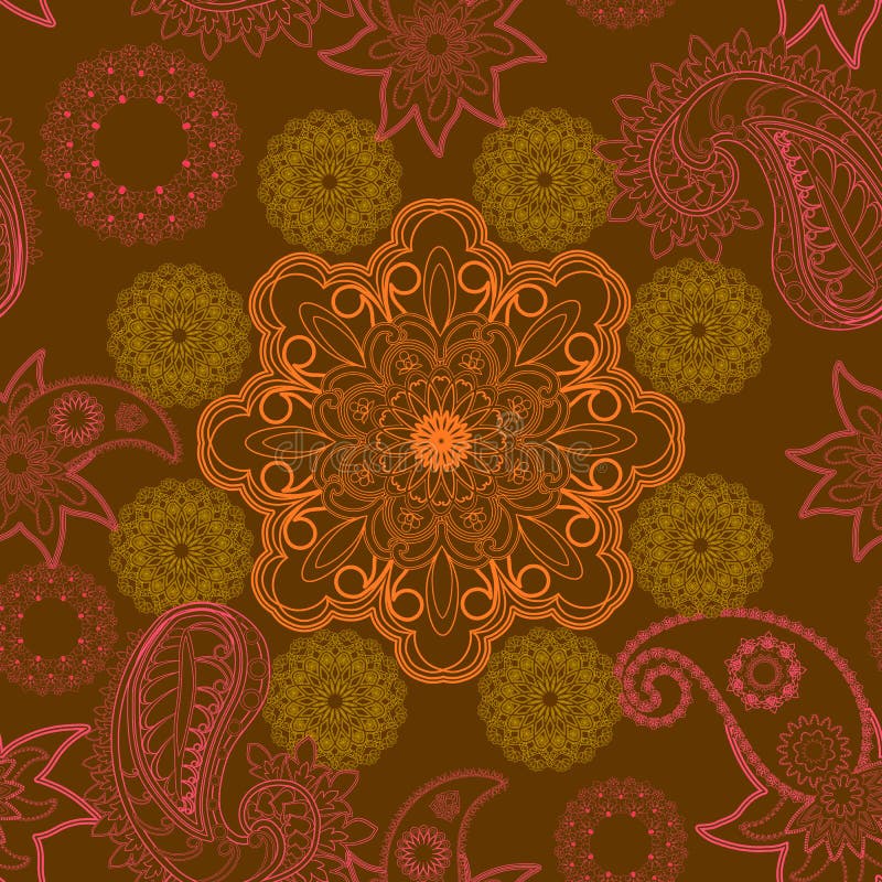 Monochrome Seamless Pattern with Oriental Ornaments Stock Vector ...