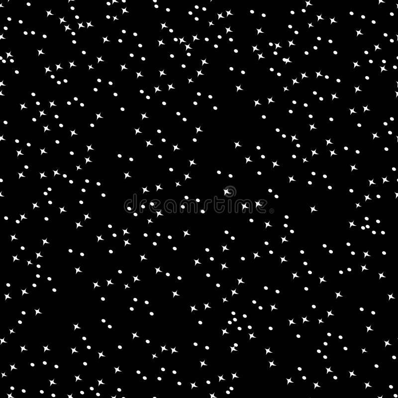 Monochrome Seamless Pattern with White Dots and Stars Stock ...