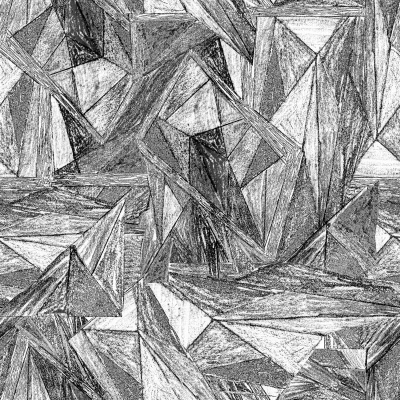 Monochrome Seamless Texture with Pencil Textured Triangle, Delta ...