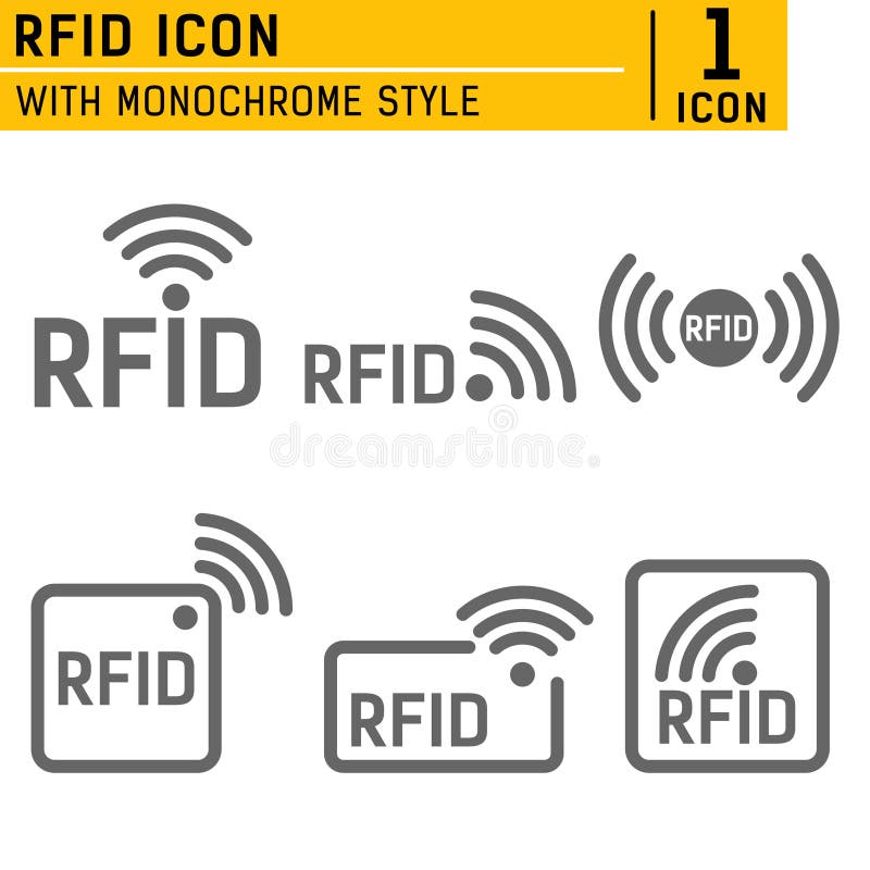 Monochrome Set of Icons RFID. Set of Icons Featuring Radio and Radio ...