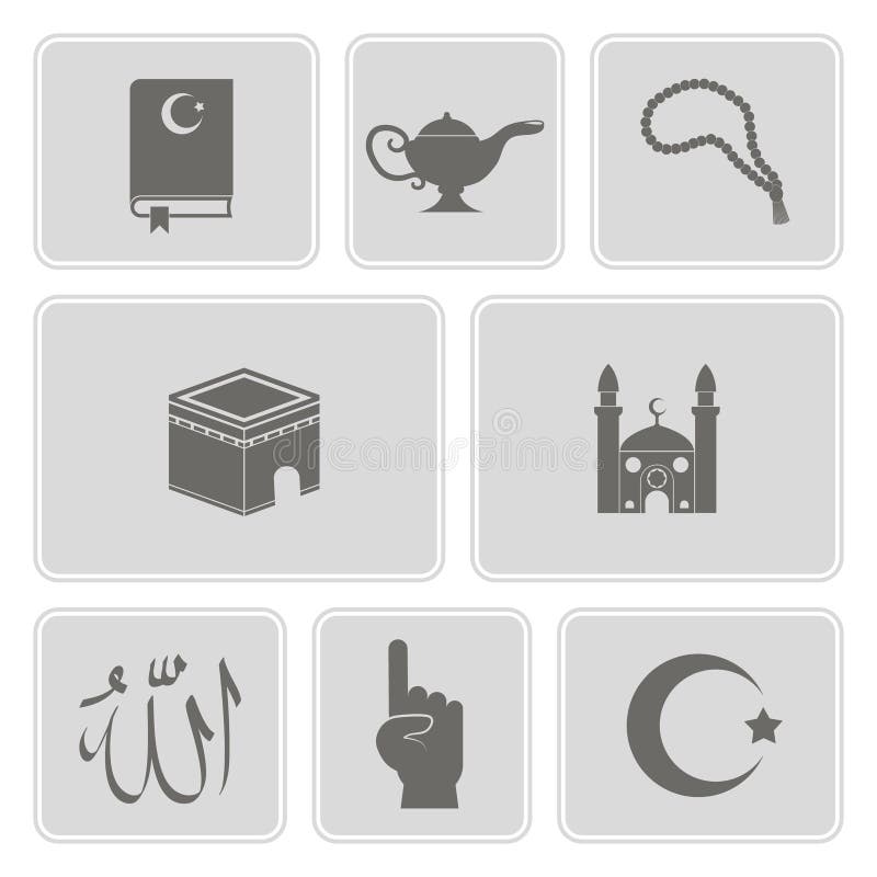 Monochrome Set with Islamic Icons Stock Vector - Illustration of ...