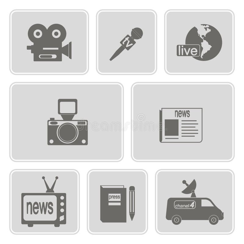 Journalism Icons Set stock illustration. Illustration of journalist ...