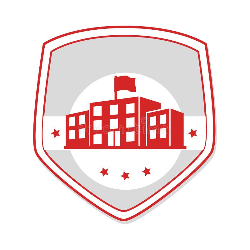 Monochrome Shield with High School Structure Stock Vector ...