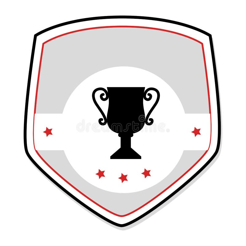 Monochrome Shield with Trophy Cup and Stars Stock Vector - Illustration ...