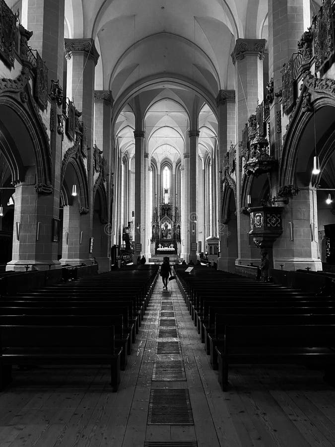 Monochrome Shot of a Christian Church Interior Editorial Stock Image ...