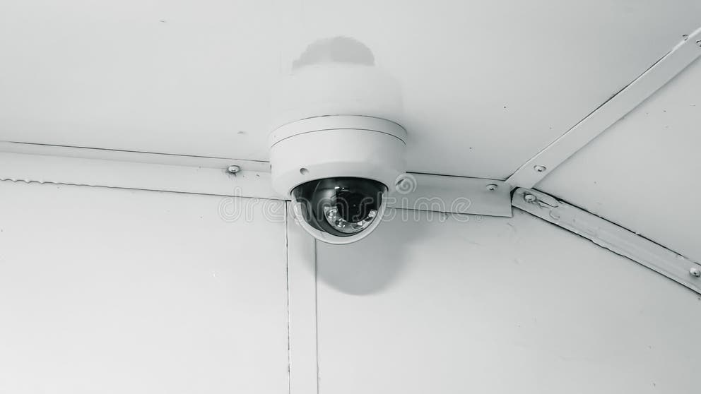 Security Camera on White Ceiling Stock Image - Image of equipment ...