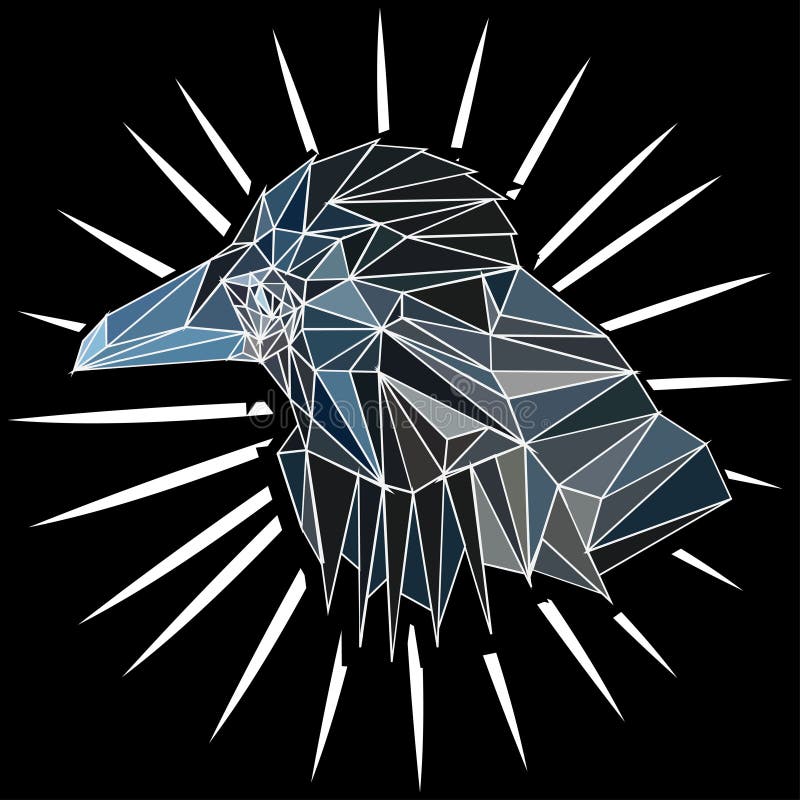 Monochrome Silhouette of a Bird in Blue Triangles Tearing Black ...