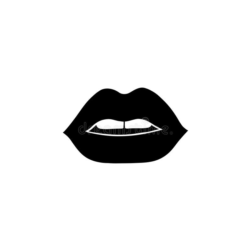 Monochrome Silhouette Black Passion Lips Shining Lipstick Erotic Open Mouth Stock Vector