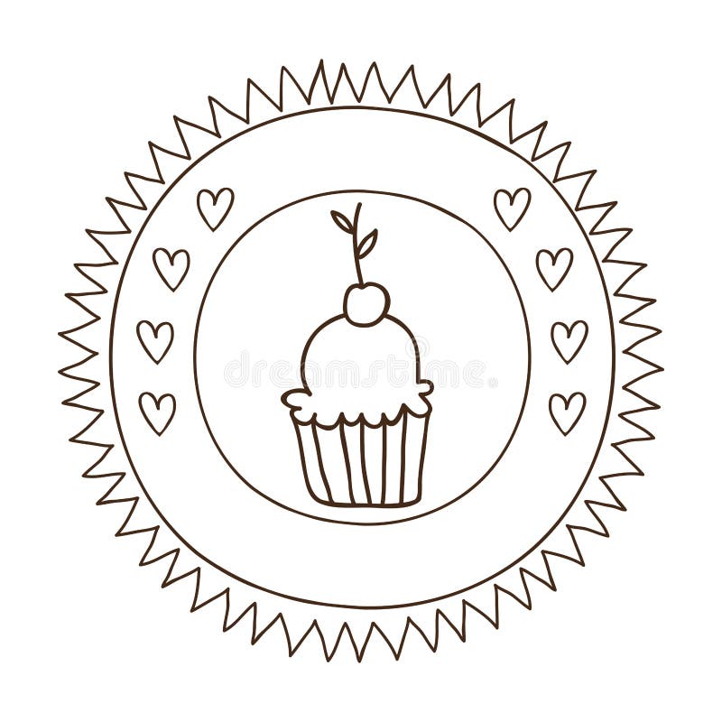 Monochrome Silhouette in Circular Frame with Sweet Cream and Cherry ...