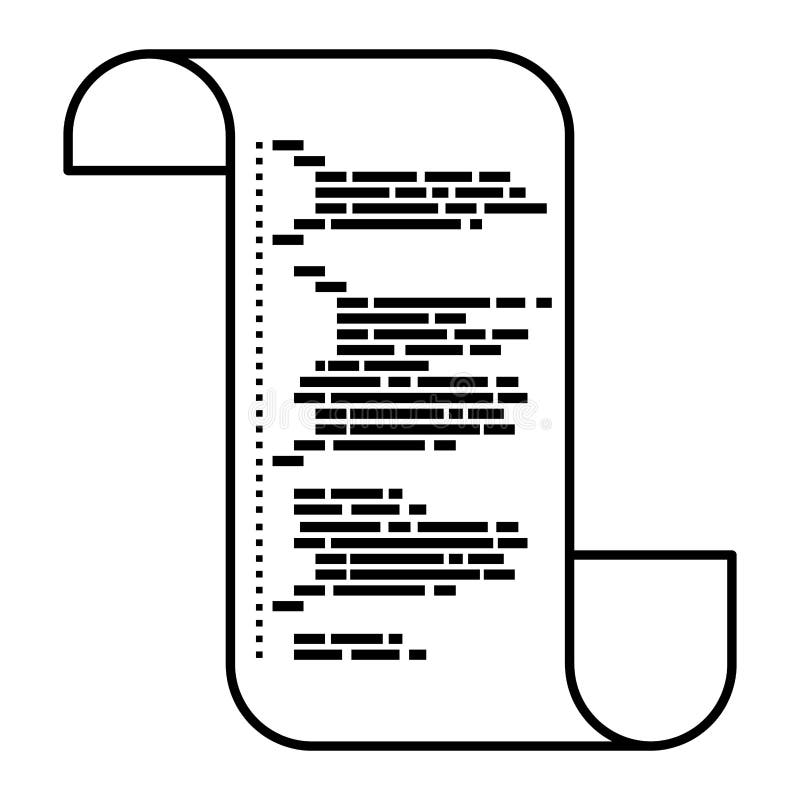 Monochrome Silhouette of Continuously Sheet with Printed Source Code in ...