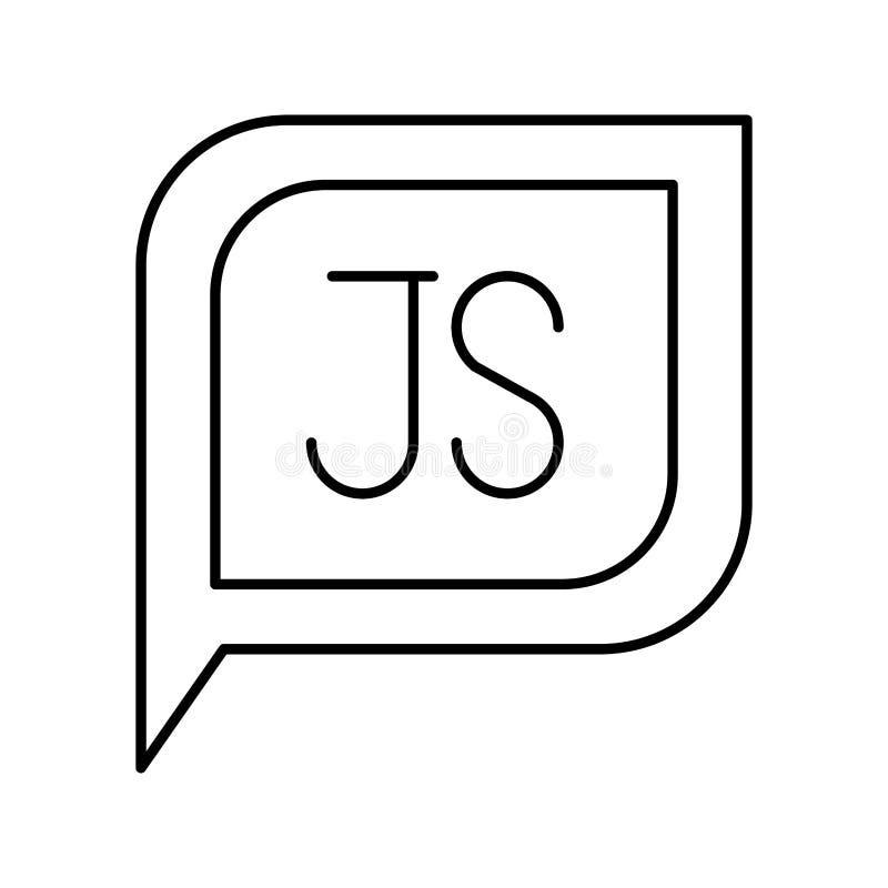 Monochrome Silhouette Dialogue Square with Tail with Js Symbol Stock ...