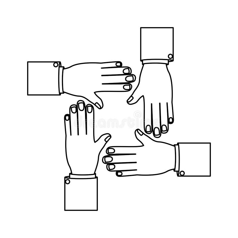 Monochrome Silhouette with Different Hands Stock Vector - Illustration ...