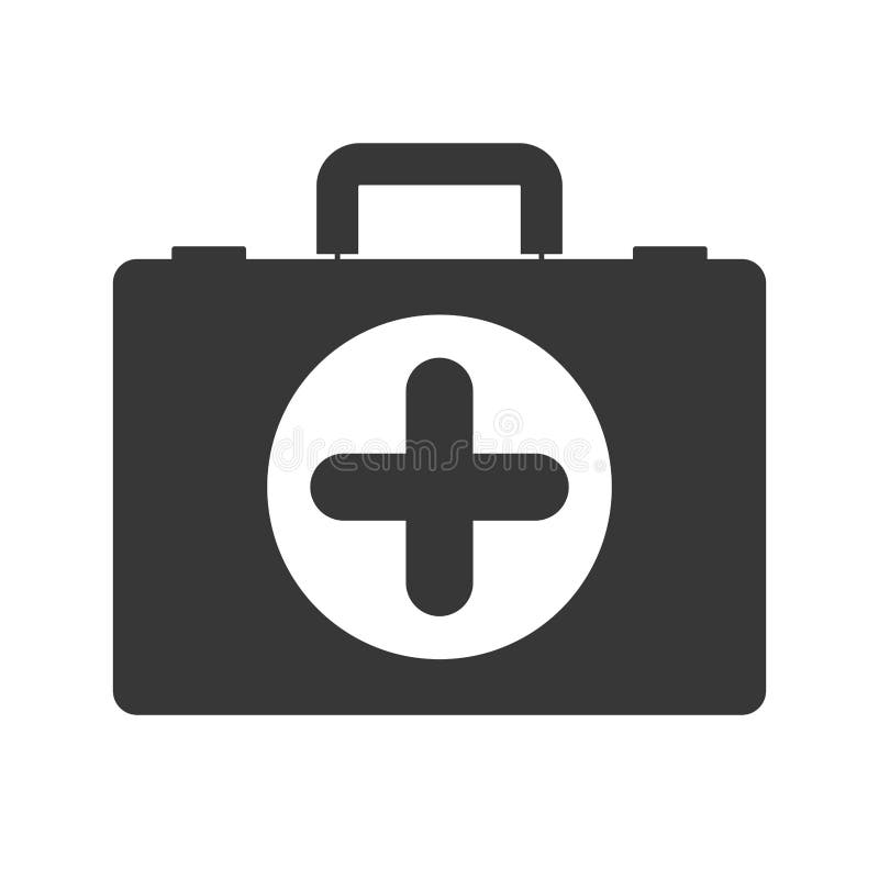 Monochrome Silhouette with First Aid Kit Stock Vector - Illustration of ...