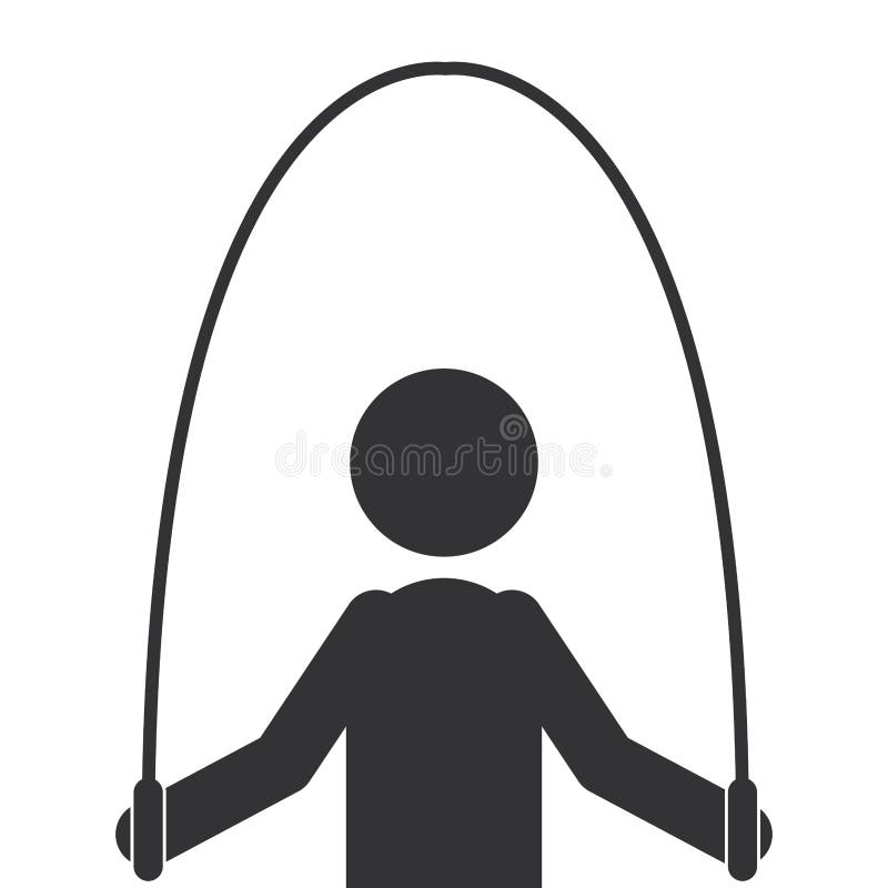 Monochrome Silhouette Half Body with Man Jump Rope Stock Vector ...