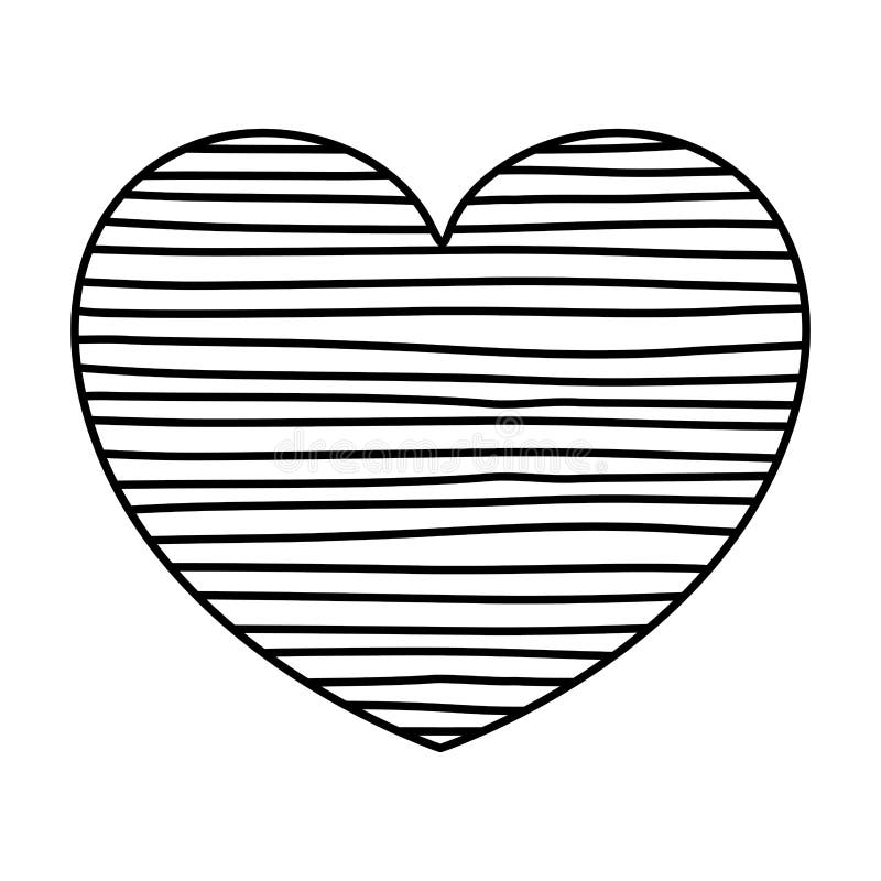 Monochrome Silhouette of Lines in Heart Shape Decorative Stock Vector ...