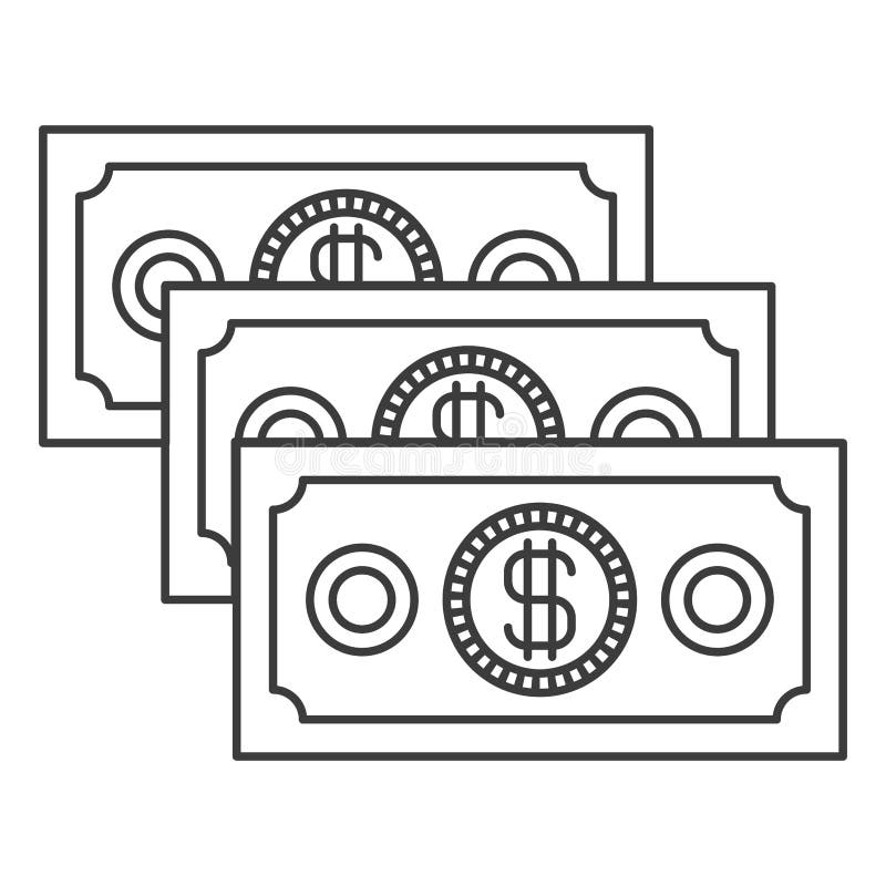 Monochrome Silhouette of Money Bills Set Stock Vector - Illustration of ...