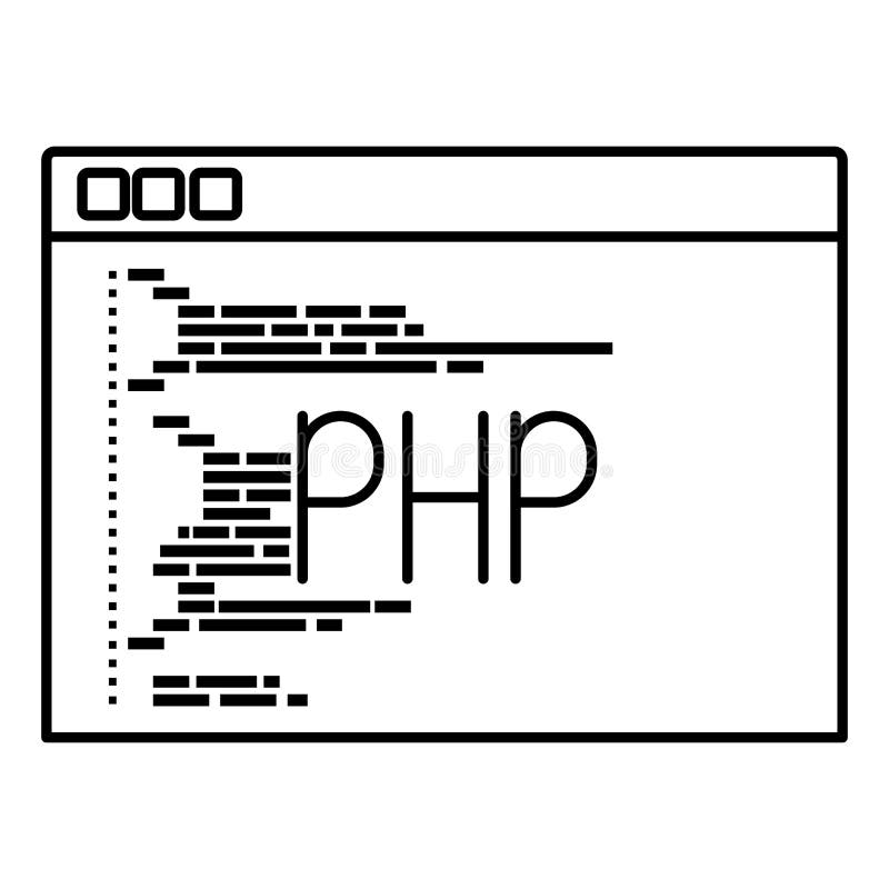 Monochrome Silhouette Of Programming Window With Script Code Php Stock Vector Illustration Of
