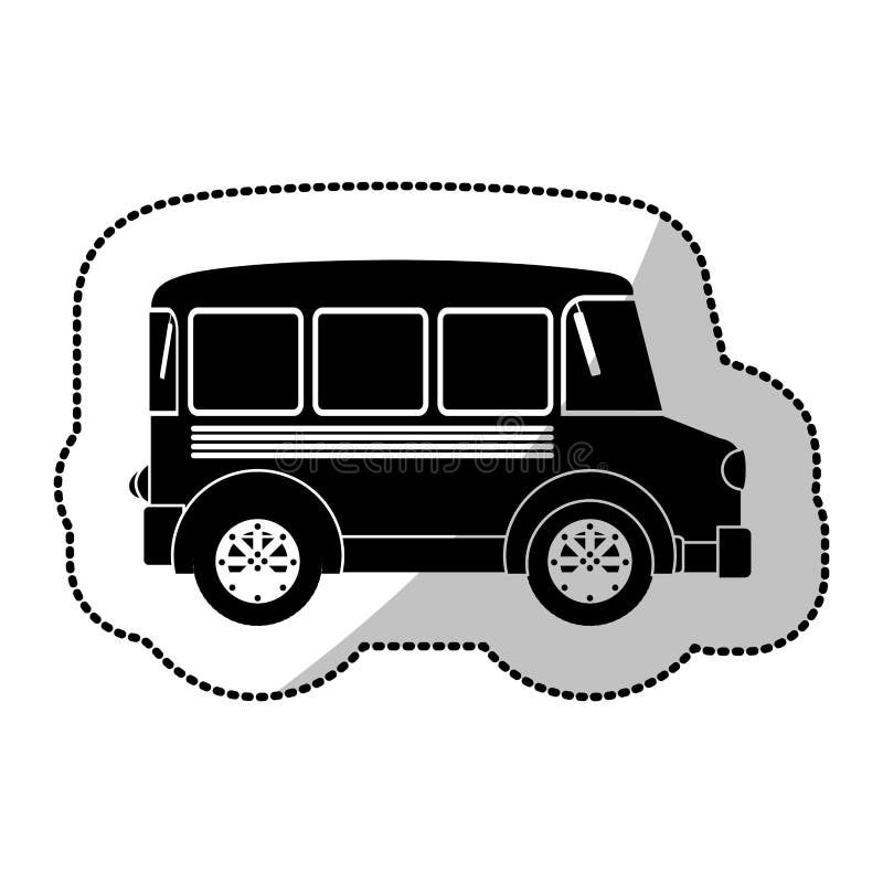 Monochrome Silhouette Sticker with Transport Bus Stock Illustration ...