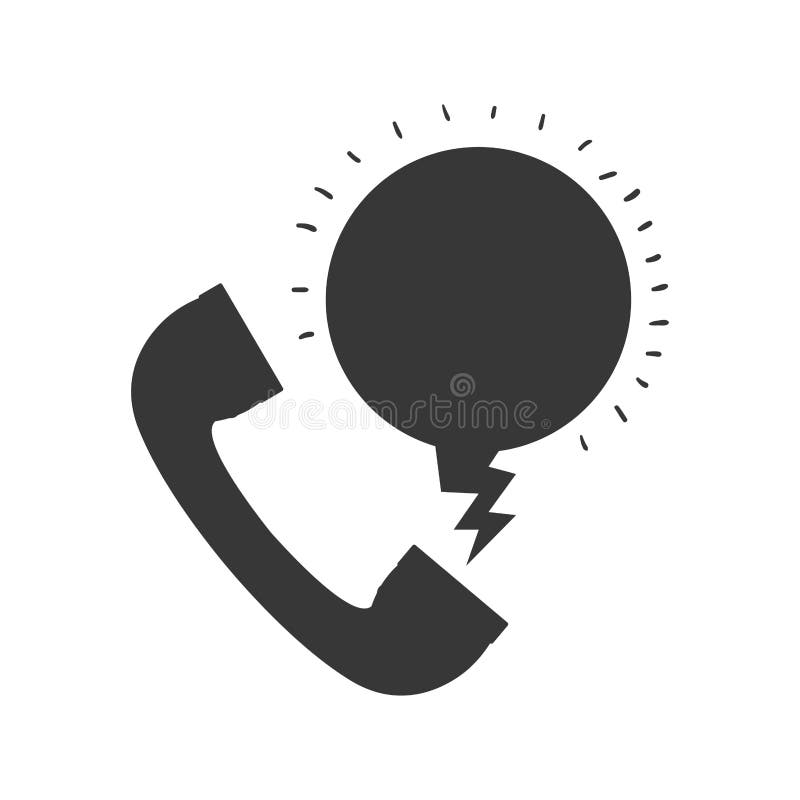 Monochrome Silhouette with Telephone Calling Message Stock Vector ...