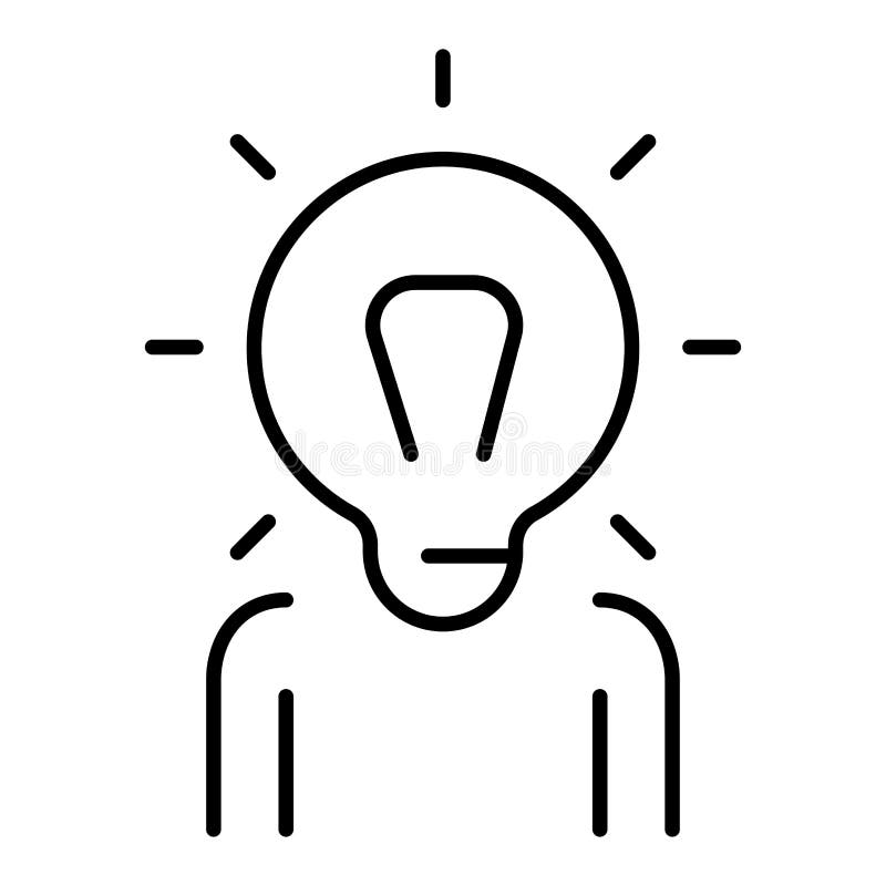 Monochrome Simple Generation of Ideas Icon Vector Illustration Human ...