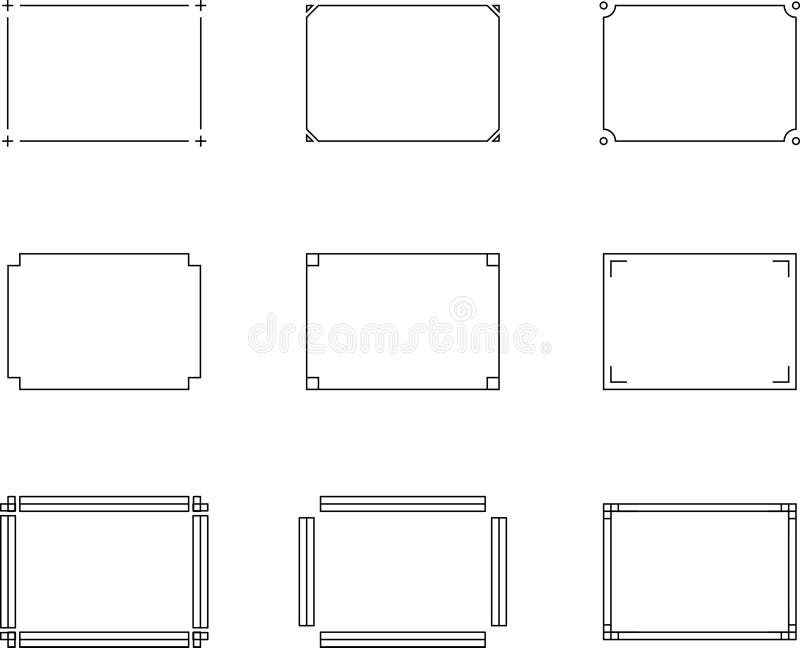Monochrome Simple Horizontal Frame Set Vector Stock Illustration ...