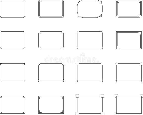 Monochrome Simple Horizontal Frame Set Vector Stock Illustration ...
