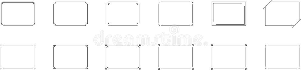 Monochrome Simple Horizontal Frame Set Vector Stock Illustration ...