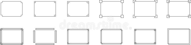 Monochrome Simple Horizontal Frame Set Vector Stock Illustration ...