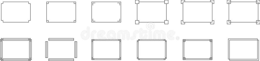 Monochrome Simple Horizontal Frame Set Vector Stock Illustration ...