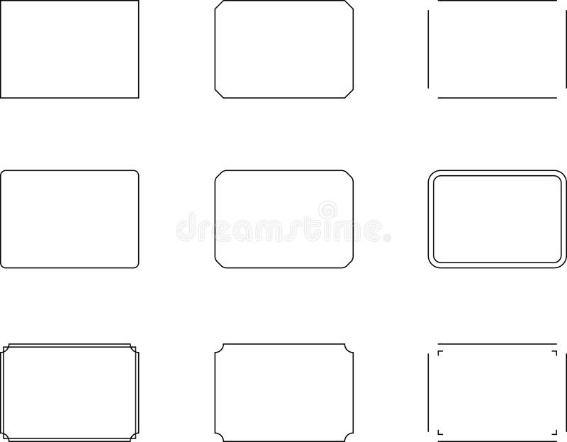 Monochrome Simple Line Frame Set Vector Stock Vector - Illustration of ...