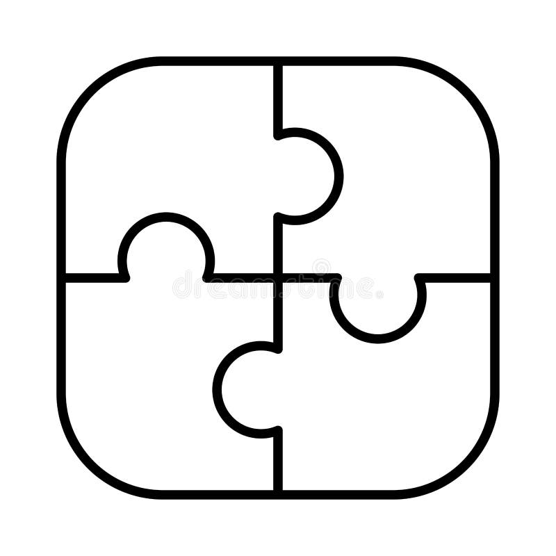 Monochrome Simple Puzzle Pieces Icon Vector Illustration. Business ...