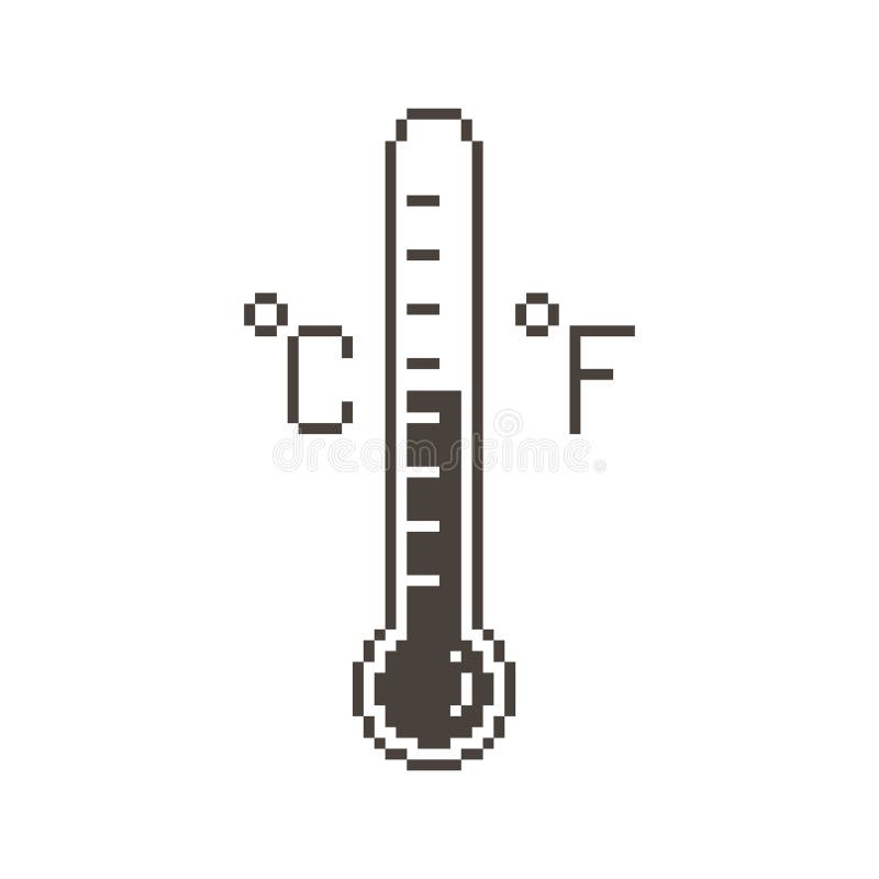 Simple Vector Flat Pixel Art Sign of Thermometer with Scale and Celsius ...