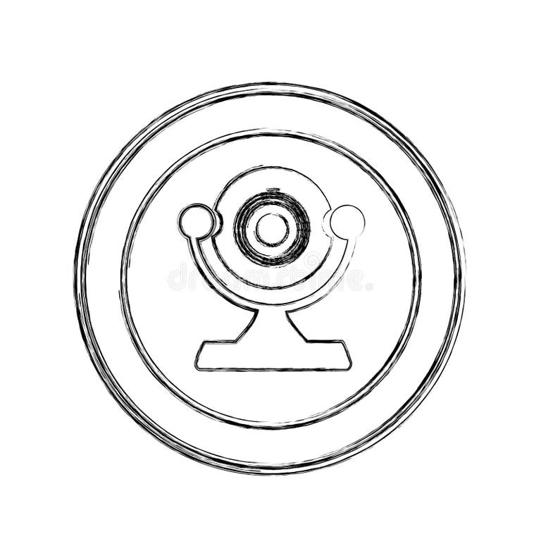 Monochrome Sketch of Desktop Webcam in Circular Frame Stock ...