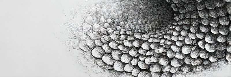 Monochrome Sketch of Fish Scales in Intricate Pattern with Ample Space ...