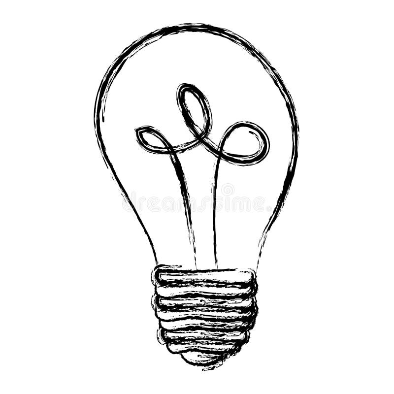 Monochrome Sketch with Silhouette of Light Bulb Off Stock Illustration ...